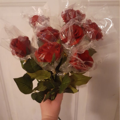 Dark Red Real Touch Roses Silk Artificial Flowers petals Feel and Look ...