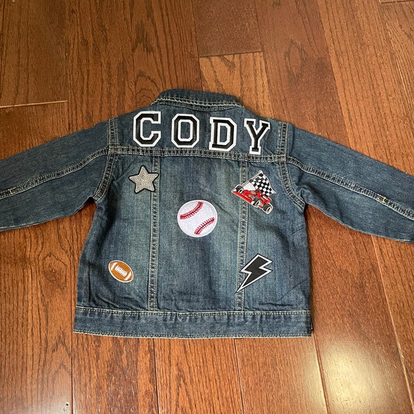 Boys Personalized Denim Patch Jacket, Boys Jacket, Boys Birthday Gift ...