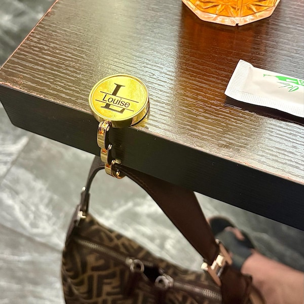 Custom Engraved Purse Hook Sets, Personalized Folding Handbag Hanger ...