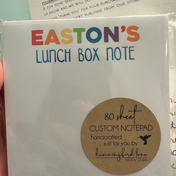 Lunch Box Notes Notepad, Personalized Notepad, Lunchbox Notes ...