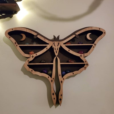 Coppermoon Luna Moth Crystal Shelf, Luna Moth Shelf, Luna Moth Wooden ...