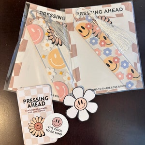 Pastel Smiles and Daisies Bookmark, Acrylic Bookmark, Gifts for Book ...