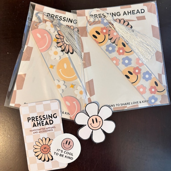 Pastel Smiles and Daisies Bookmark, Acrylic Bookmark, Gifts for Book ...