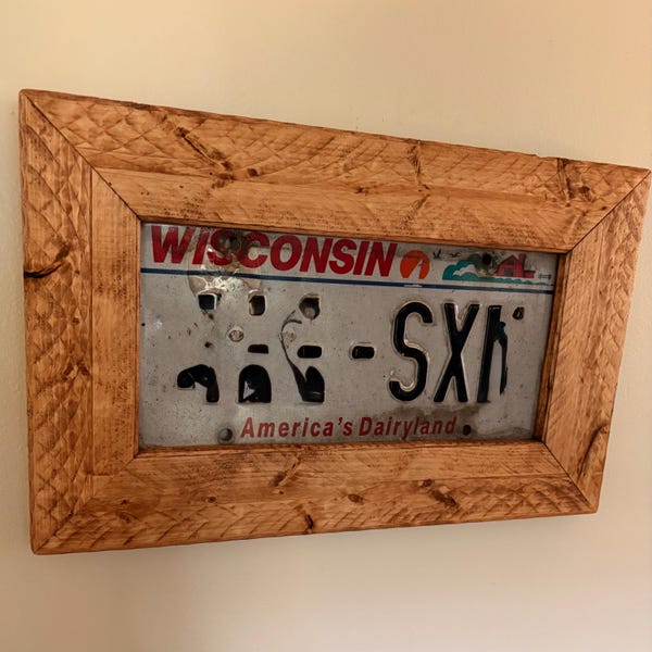 Rustic Barnwood License Plate Frame: Man Cave Bar Decor - Etsy