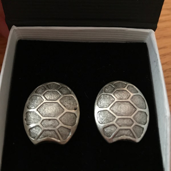 Turtle Shell - Antique Silver Plated Cufflinks, Steampunk Cuff Links ...