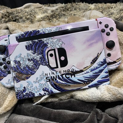 Cartoon Ocean Wave Nintendo Switch Skin Violet Clouds Sky - Etsy