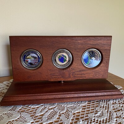 Challenge Coin Rotating Display Natural Jatoba Wood Perfect for ...