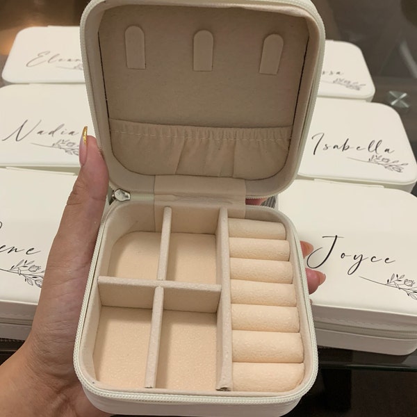 Personalized Square Jewelry Box, Travel Jewelry Case, Jewelry Organizer Bridesmaid Gift for ...