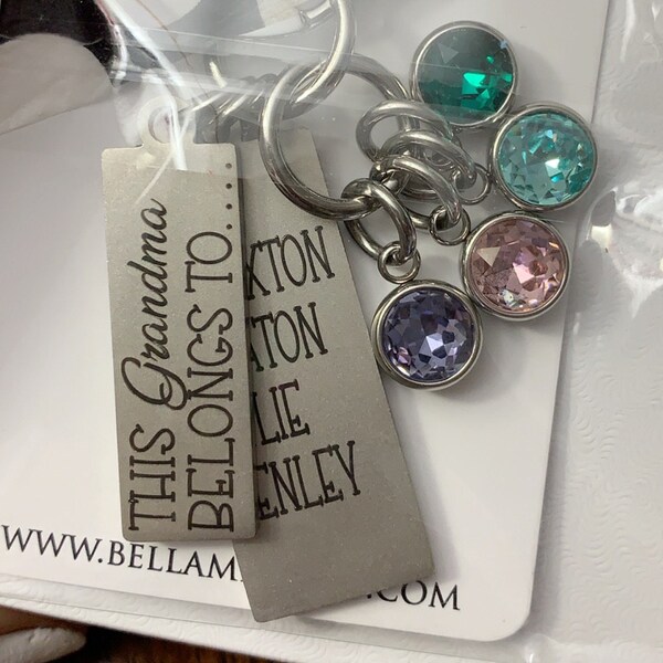 Birthstone Keychains / Grandma Gift With Grand Kids Names and ...