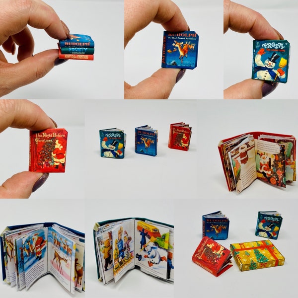 3 Christmas Dollhouse Miniature Book Set B –1:12 Full Set of Christmas ...