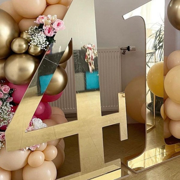4ft LARGE Free Standing Numbers Letters Event Prop Party Balloon Gold ...
