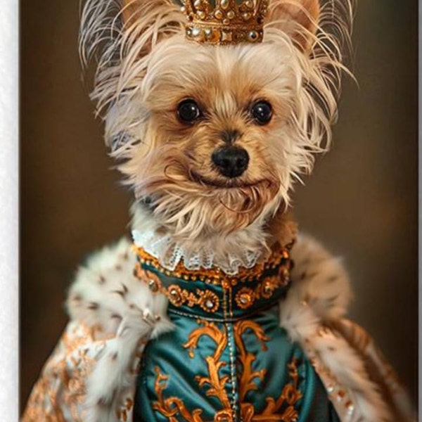 Custom Costume Portrait From Photo | Yorkie King, Royal Dog Pet in ...