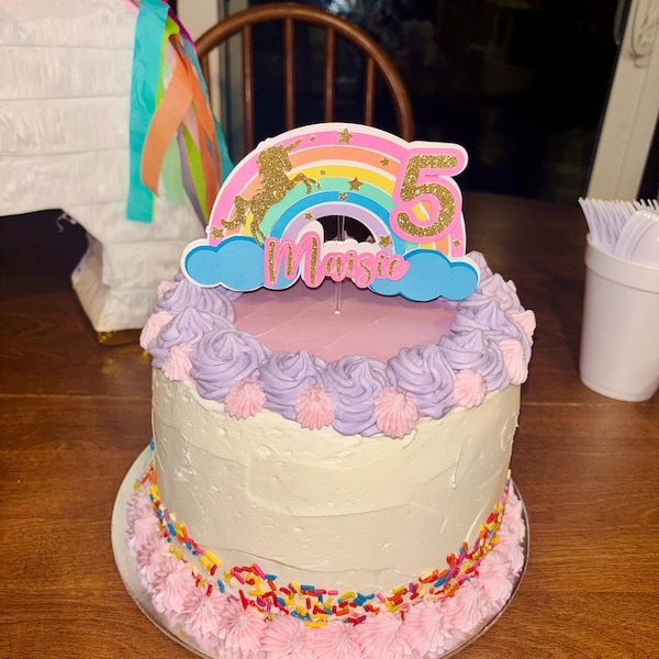 Unicorn Rainbow 3-D Cake Topper - Etsy