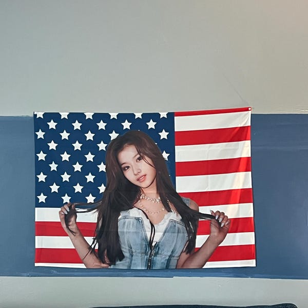 Twice Sana Stunning Visuals American Flag, Sana American Tapestry, Sana ...