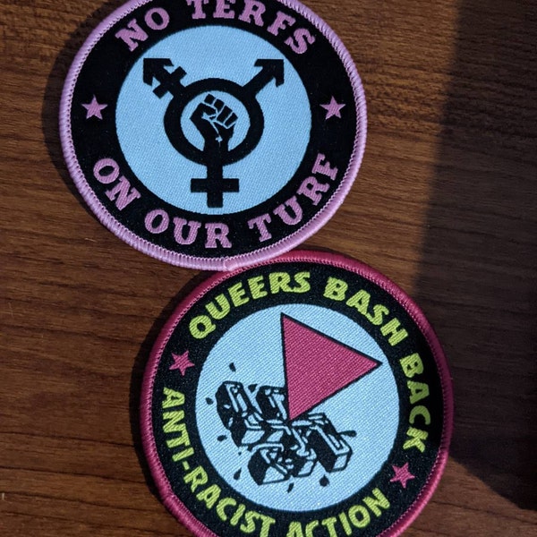 No Terfs on Our Turf Woven Patch Trans Pride Embroidered Design LGBT ...