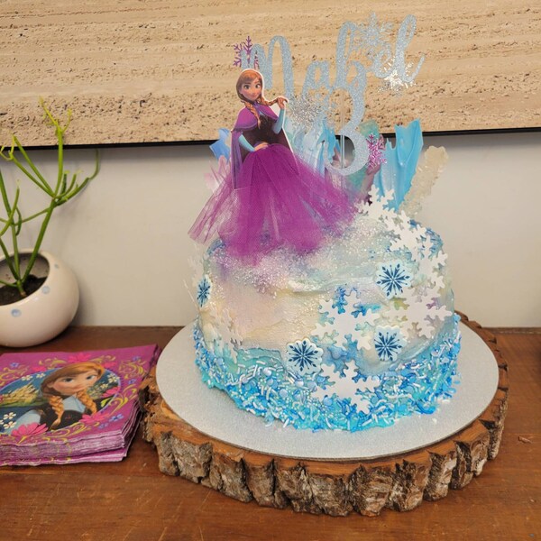 Frozen Cake Topper, Elsa Anna Cake Topper, Frozen Birthday Themed Cake ...