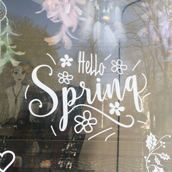 Hello Spring Shop Window Sticker Vinyl Decal Retail Display - Etsy