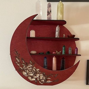 Wooden Moon Wall Shelf, Custom Made Moon Shelf, Crescent Moon Shelf ...