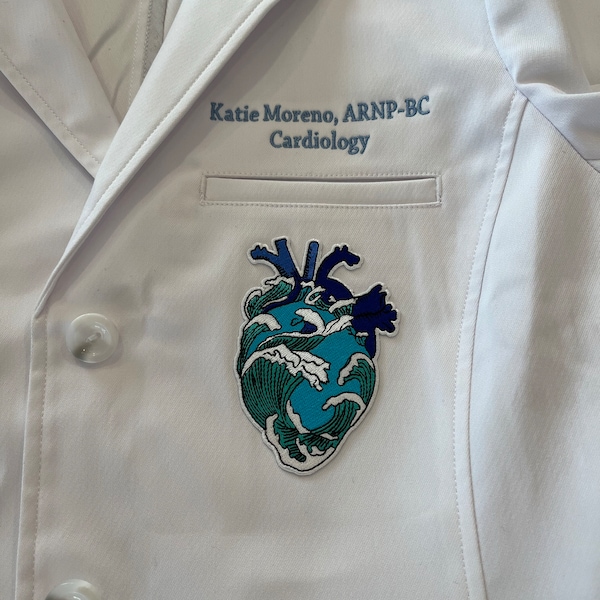 Urbanski Patch Sea Ocean Wave Blue Anatomical Heart to Iron on 10 X 7 ...