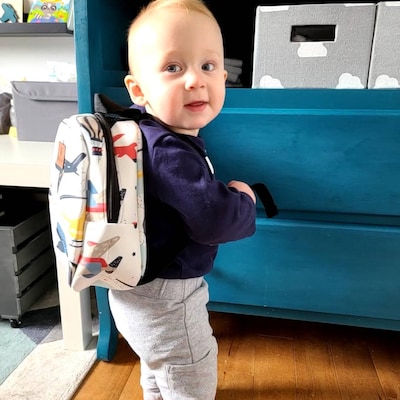 Kids Backpack Personalized, Cotton Helicopter Backpack for Toddlers and ...