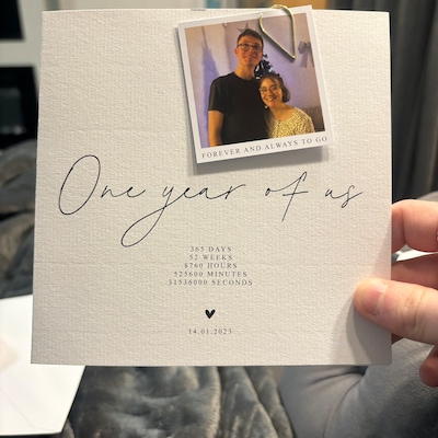 One Year Anniversary Card Personalised Anniversary Card Paper ...
