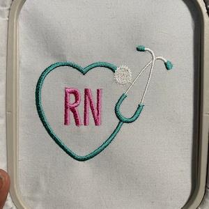Heart Stethoscope Embroidery / Nurse Embroidery Designs / RN Heart ...