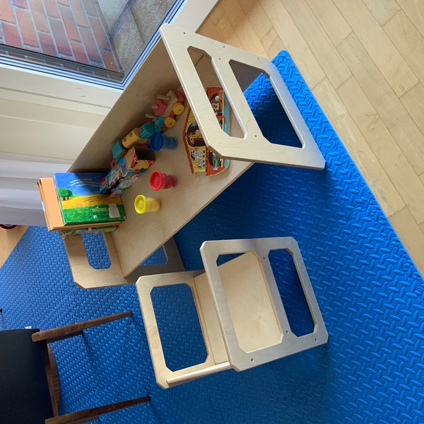 Montessori Wooden Kids Play Table Set, Toddler Table Set OR Preschool ...