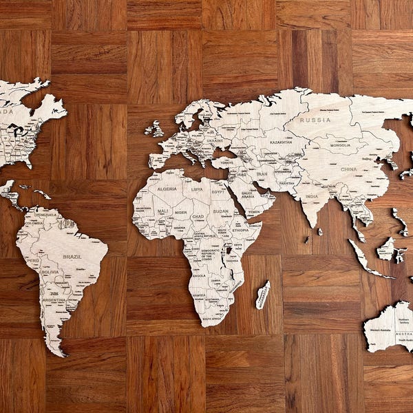 Map of the World Laser Cut File SVG Layered World Map Instant Download ...