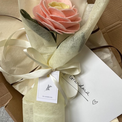 Teacher Appreciation Gift Set, Felt Flowers Mini Bouquet With Clear ...