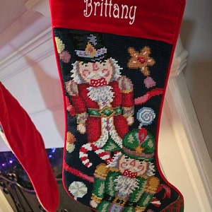 Needlepoint Christmas Stockings Personalized Santa Nutcracker Reindeer ...