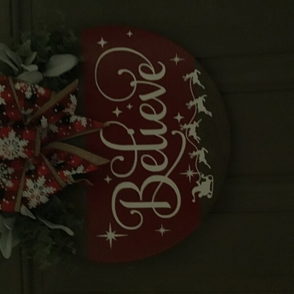 Christmas Front Door Decor | Merry Christmas | Believe | Christmas ...