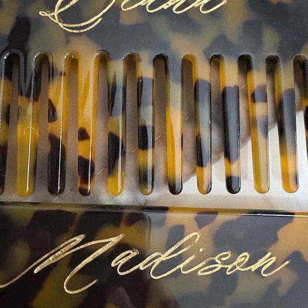 Personalized Engraved Tortoise Shell Comb, Engraved Name Hair Comb ...