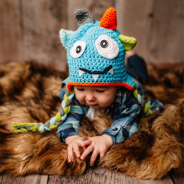 Crochet Monster Hat, Monster Costume, Halloween Costume, Newborn Photo ...