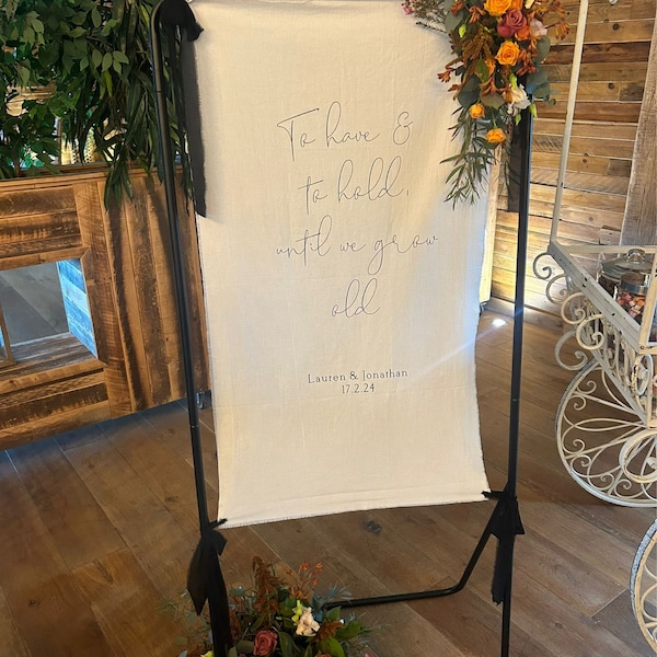 Fabric Wedding Sign | Personalised Welcome Sign | Linen Cotton Banner ...