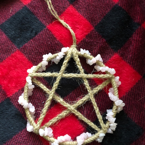 Rose Quartz Crystal Pentacle Wall Hanging: Witchy Altar Decor - Etsy
