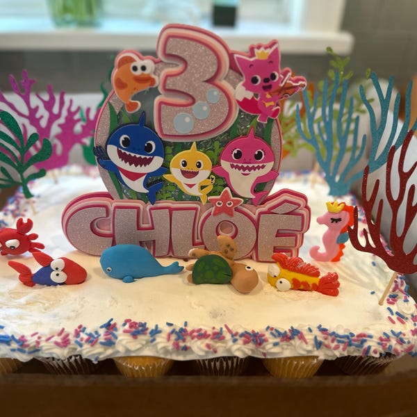 Baby Shark Cake Topper, Baby Shark Birthday, Cupcake Topper, Ping Fong ...