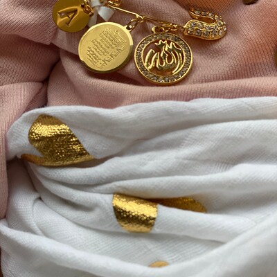 Personalized 4 Qul Ayatul Kursi Allah Pink Blue Diamante Baby Pins ...