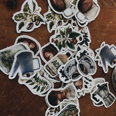 Coffee Stickers Set, Cafe Drinks Stickers Pack, Latte, Cappuccino, Tea ...