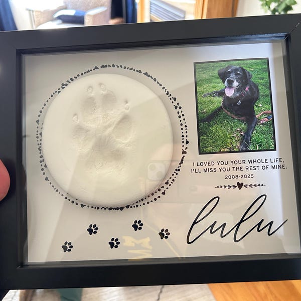 Pet Memorial Shadow Box Frame: Paw Print Holder, Pet Loss Gift With ...