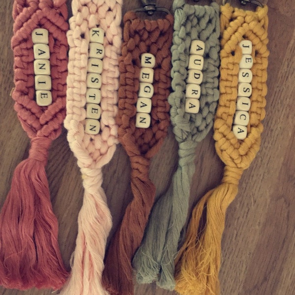 Personalized Macrame Keychain, Bridesmaid Gifts, Bridesmaid Proposal ...