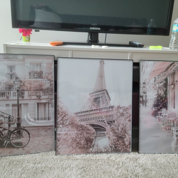 Paris Wall Art Print Set: Blush Pink Girls Room Decor, French Poster ...