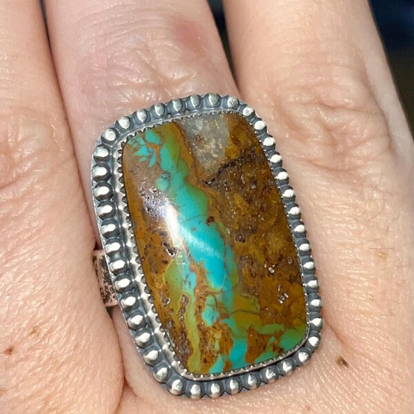 Royston Ribbon Turquoise Ring Handmade of Green Turquoise and Sterling ...