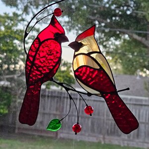 Cardinal Stained Glass Window Hangings Fathers Day Gifts Stained Glass ...