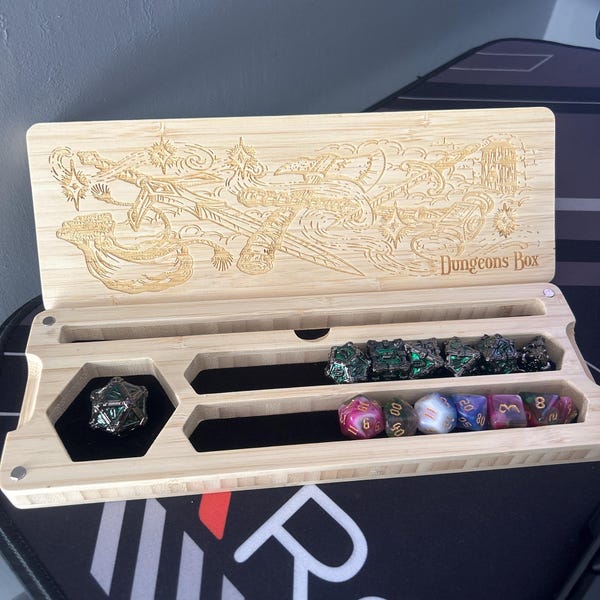 Dungeons Box™ D&D Dice Box USA Made Handmade Hero Dice Vault Bamboo ...