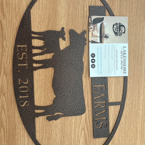 Cow Oval Farm Sign | Custom Metal Ranch Name Sign | Cow and Calf ...