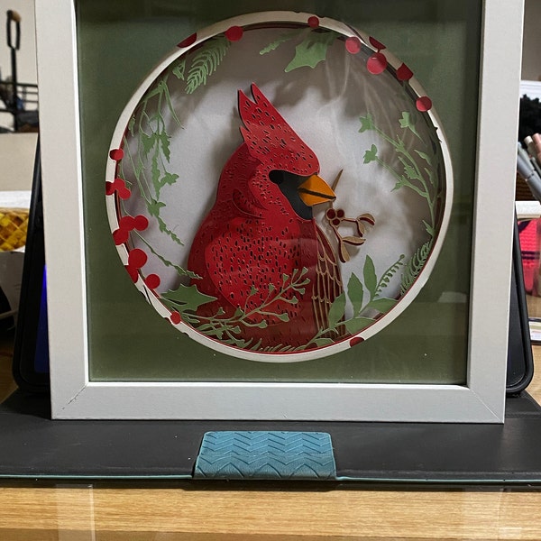 CARDINAL SVG Light Box - 3D Red Cardinal CHRISTMAS Shadow Box - for ...