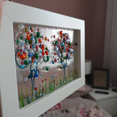 Fused Glass Box Framed Coed Enfys rainbow Trees Design - Etsy