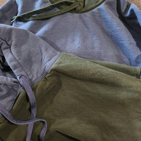Two Matching Colorblock Hoodies, Green and Sand Two Tone Couple ...