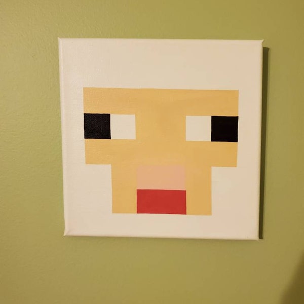 Minecraft Canvas Hand Painted Minecraft Inspired Wall Art - Etsy