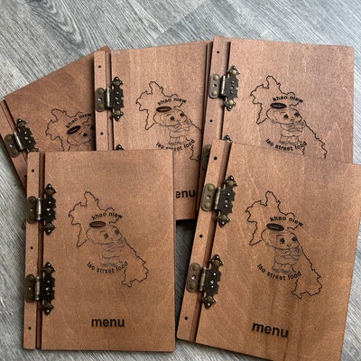 Hardcover Menu Holder for Changeable Sheets Engraved Wooden - Etsy